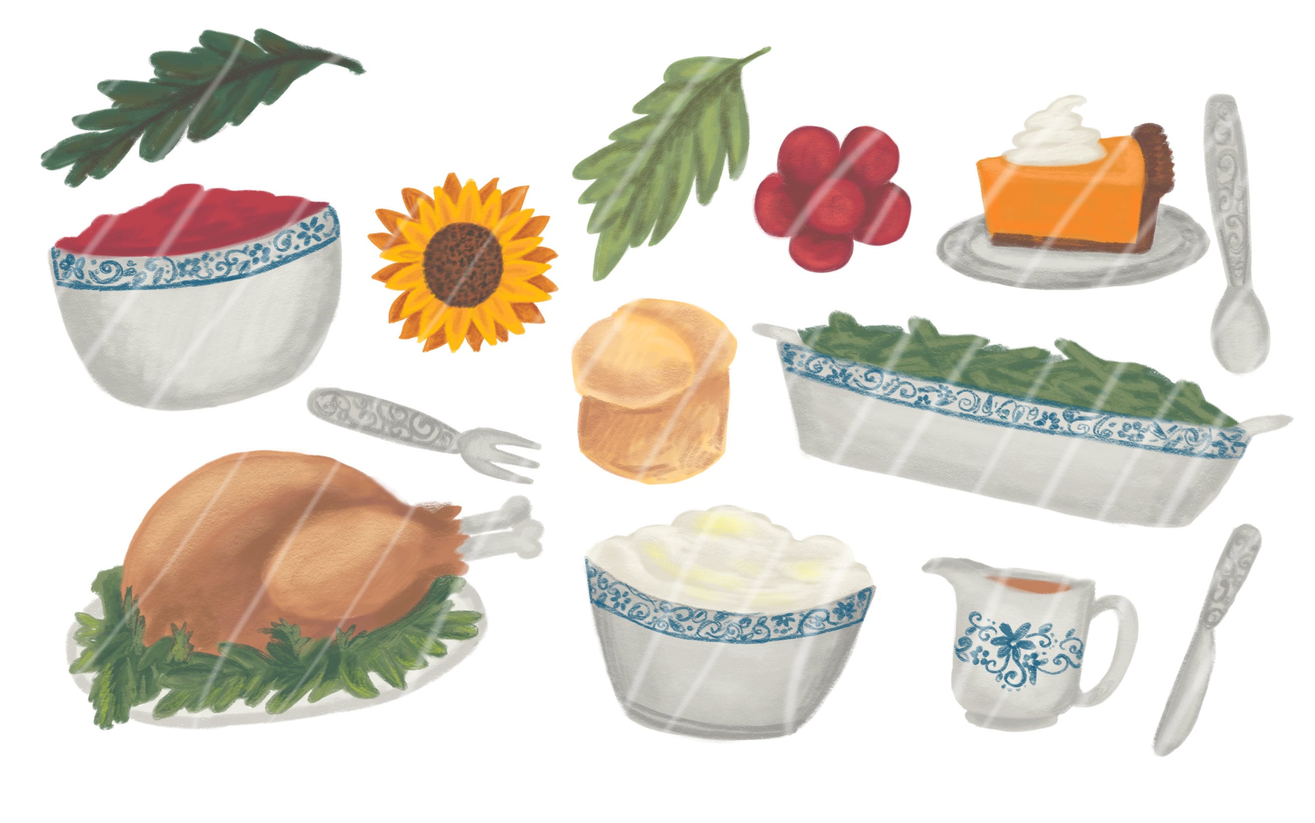 Thanksgiving Clip Art, Thanksgiving Dinner Clip Art, Hand Drawn Clip ...