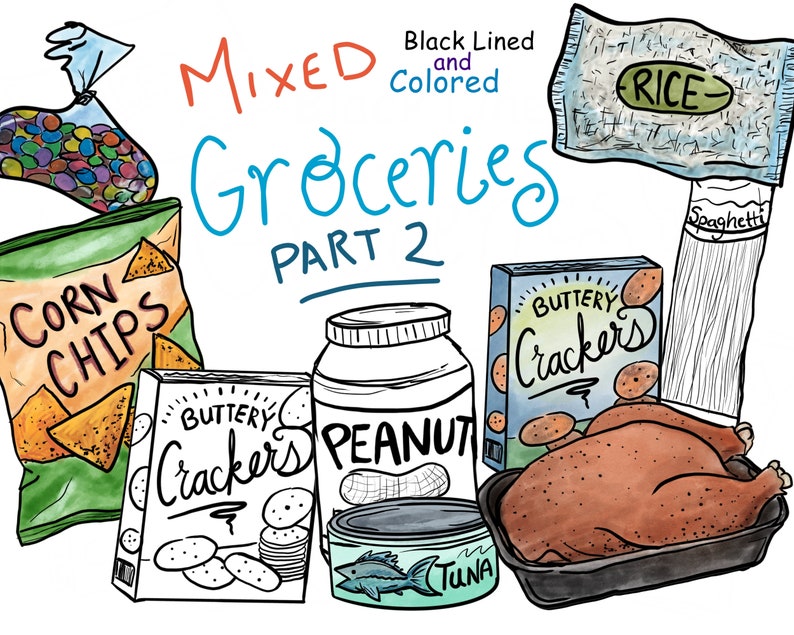 Groceries Clip Art Hand Drawn Clip Art Hand Drawn Grocery Clip Art Food ...