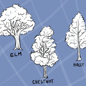 Line Work Trees and Leaves Clip Art Trees and Leaves - Etsy