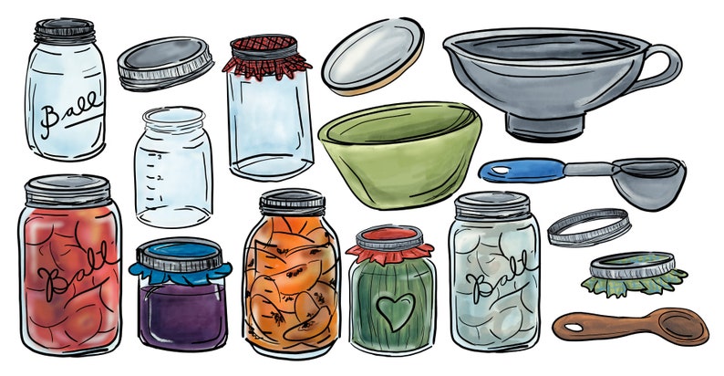 Canning and Jarring Clip Art Set Commercial Use Clip Art Set Mason Jar ...