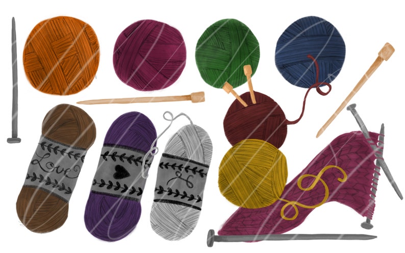 Hand Drawn Knitting Clip Art Knitting Clip Art Hand Drawn - Etsy