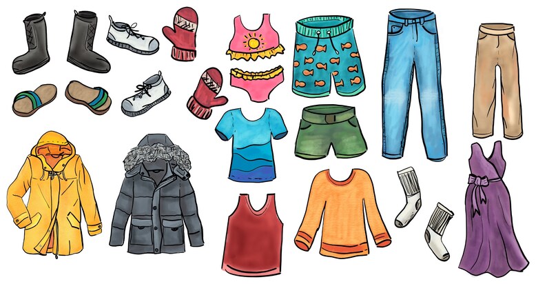 Clothes Clip Art Set Commercial Use Clip Art Set Clothes - Etsy