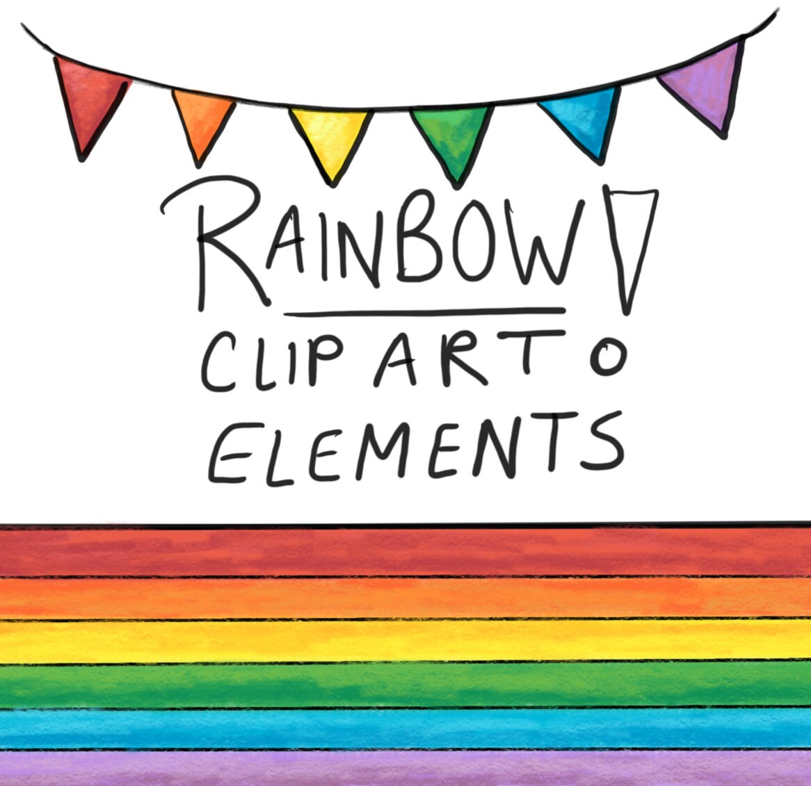 Rainbow Elements Clip Art Hand Drawn Clipart Hand Drawn - Etsy