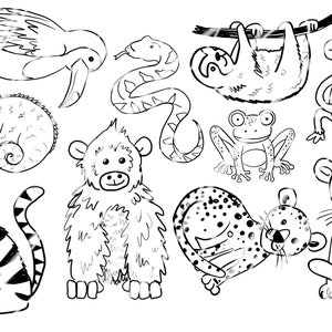 Black and White Animal Clip Art, Hand Drawn Animal Clip Art, Hand Drawn ...
