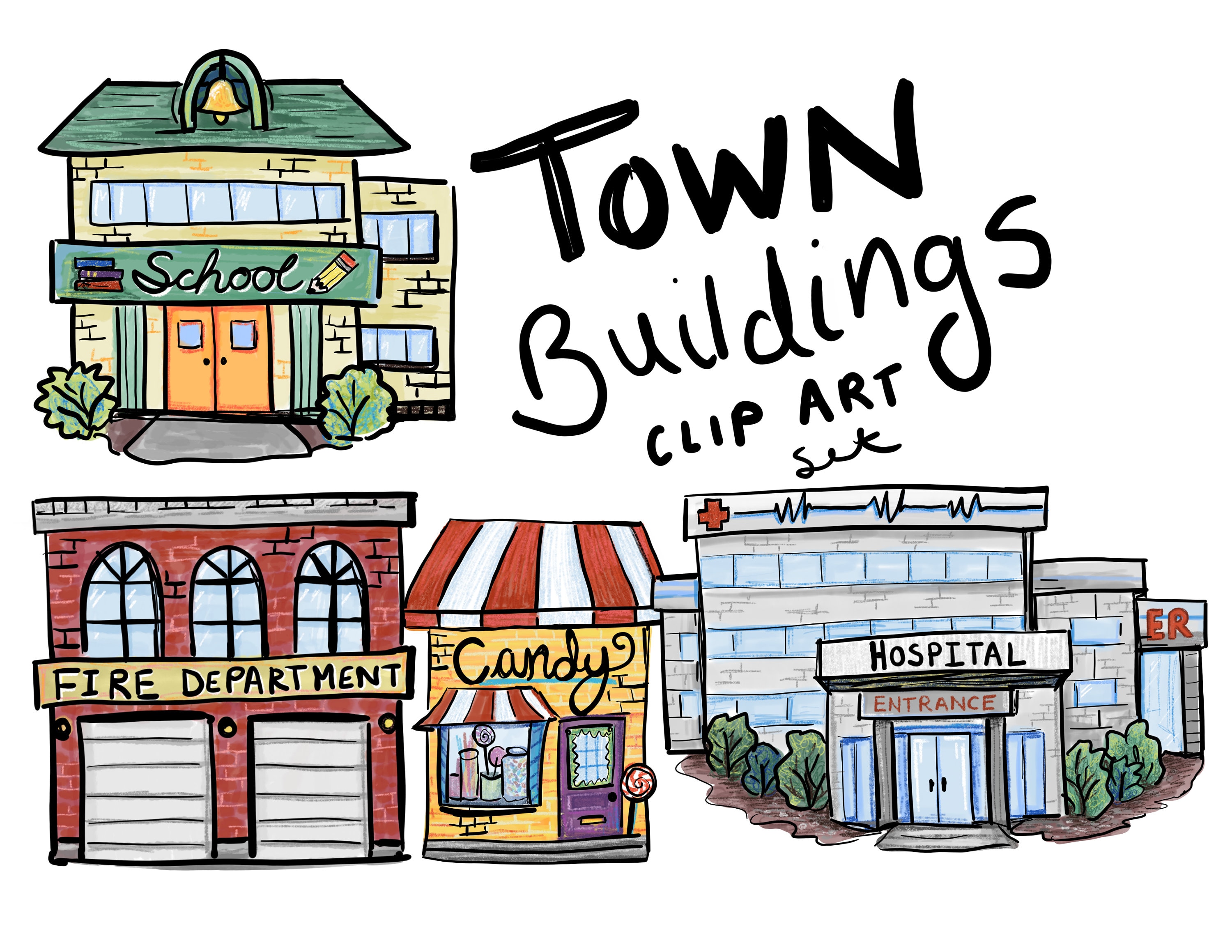 Community Building Clipart