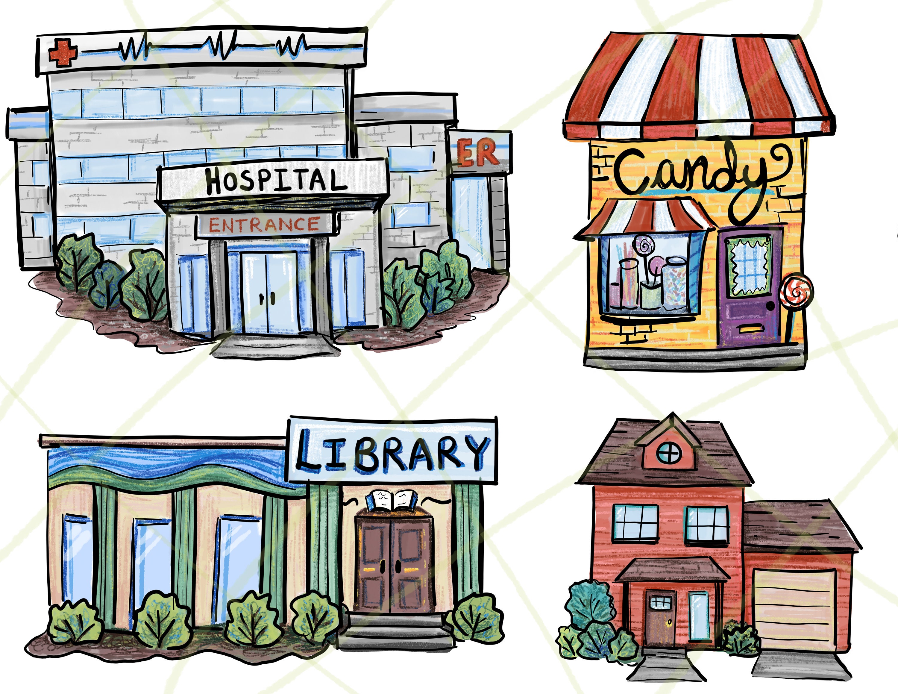 Town Buildings Clip Art Commercial Use Town Clip Art - Etsy Canada