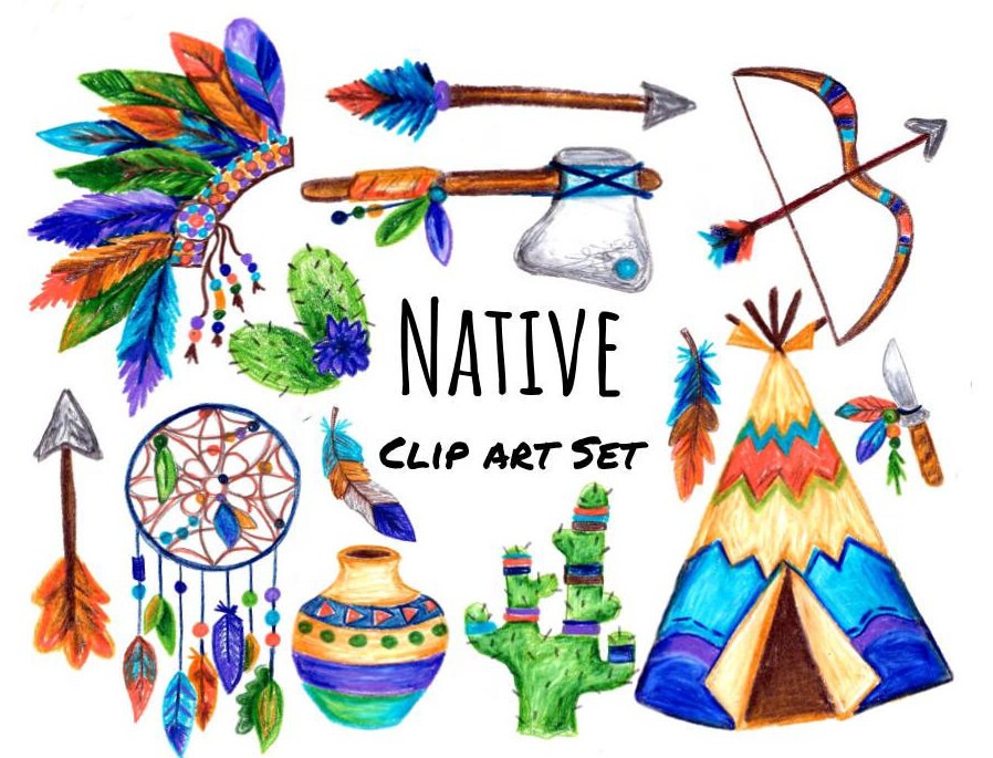 Hand Drawn Native Clip Art, Native Clipart, Southwestern Clip Art, Hand ...