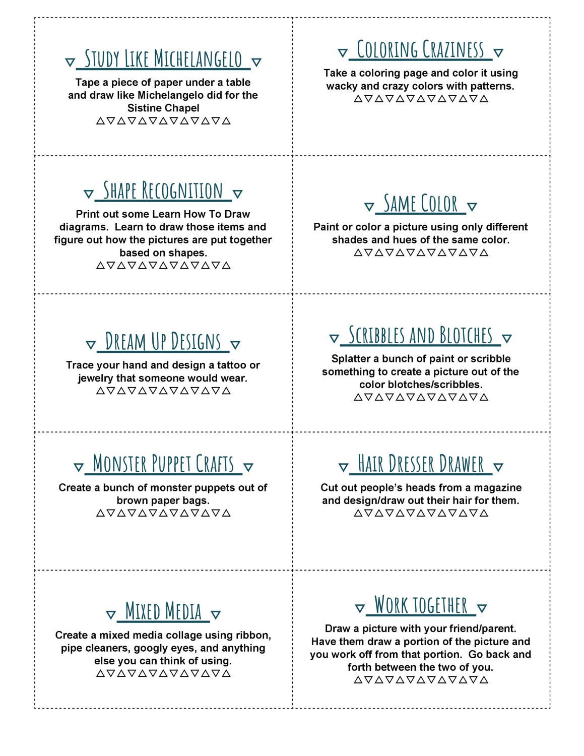 100 Individual Art Activity Cards Creative Gift for Children - Etsy