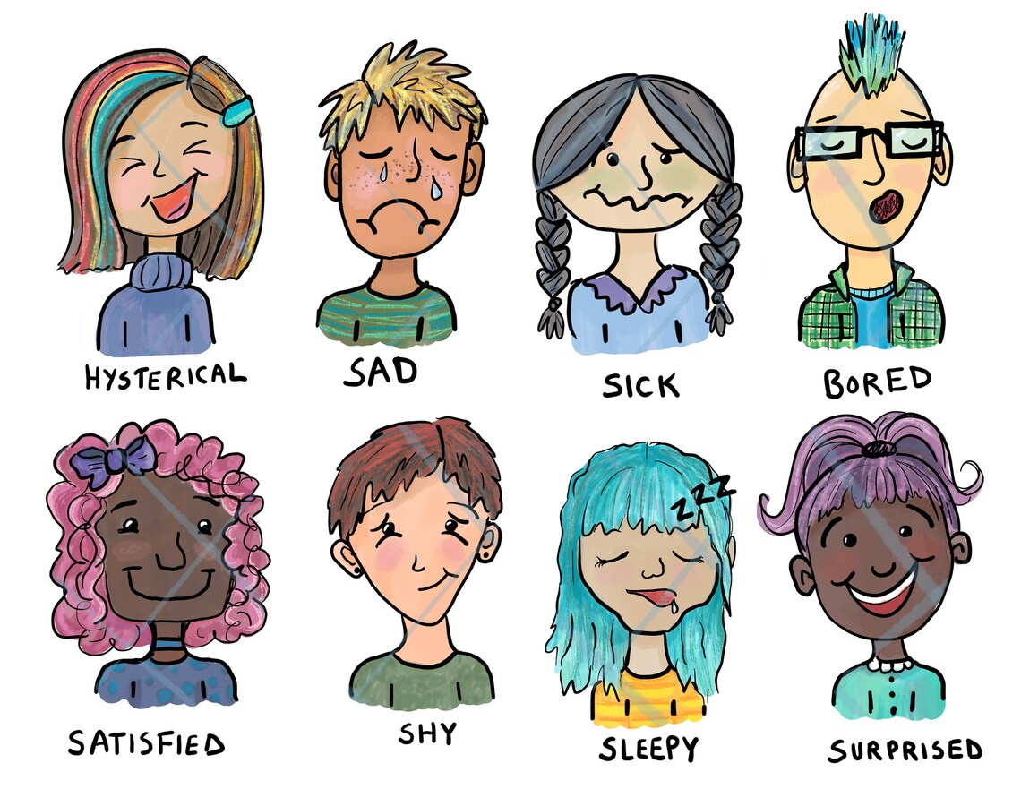 Character Emotions Clip Art Set Character Emotions Teaching Emotions ...