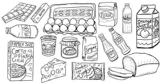 Grocery Clipart Black And White