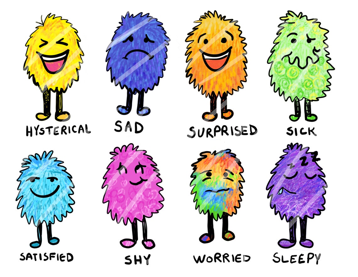 Emotion Monsters Clip Art Hand Drawn Educational Clip Art - Etsy
