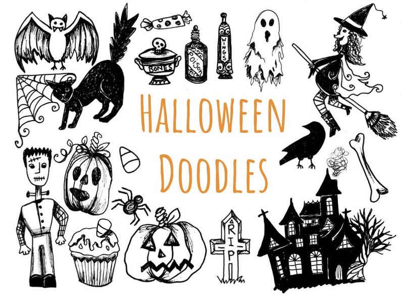 Doodle Halloween Commercial Clip Art, Doodle Clip Art, Hand Drawn ...