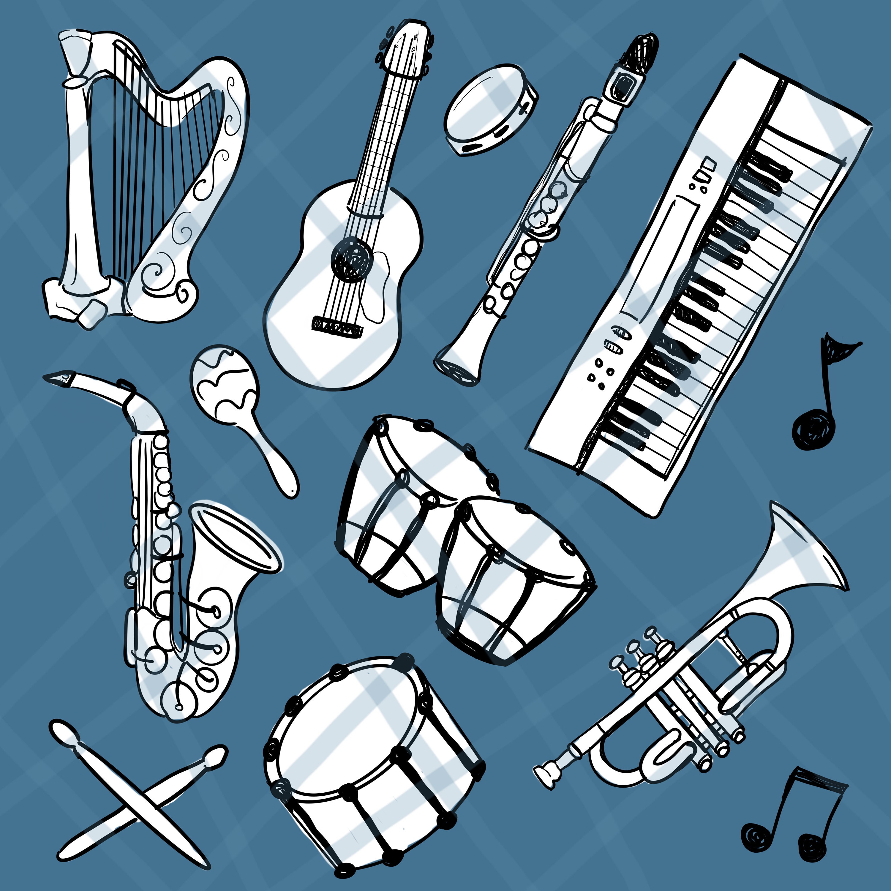 Musical Instruments Clip Art Commercial Use Instruments Clip - Etsy