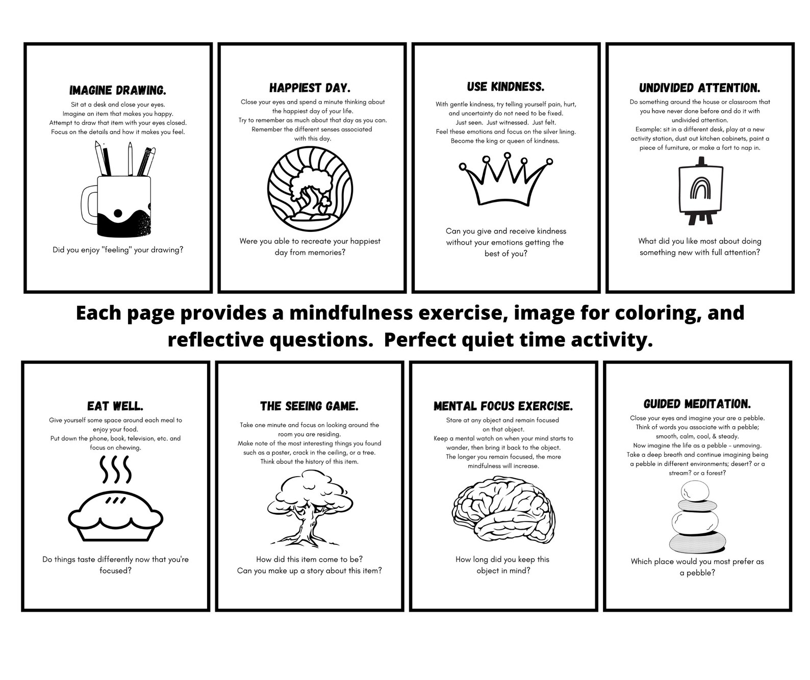 Printable Mindfulness Exercise Mindfulness Coloring Pages - Etsy