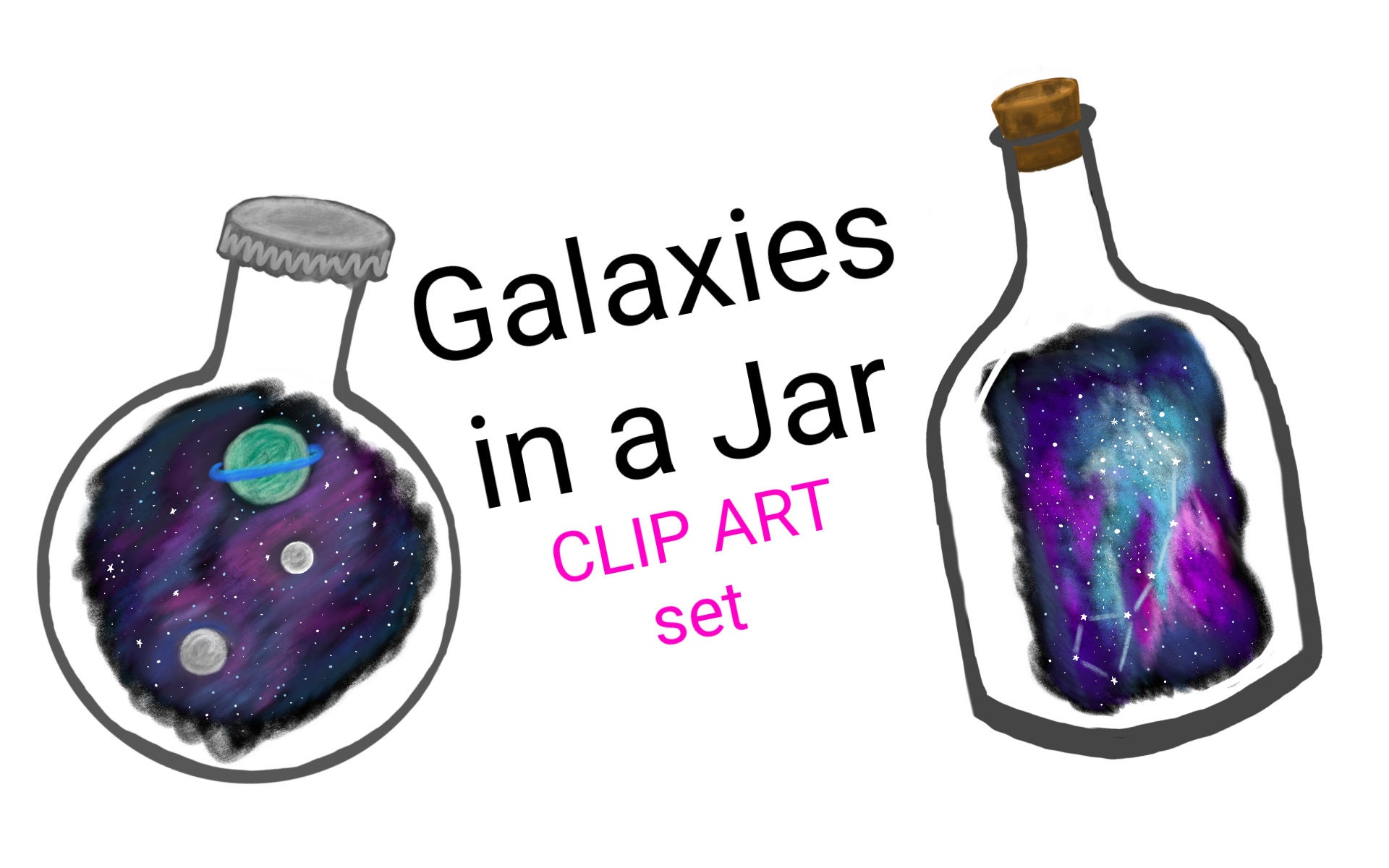 Hand Drawn Galaxy Clipart Galaxy Clipart Galaxy Graphics - Etsy