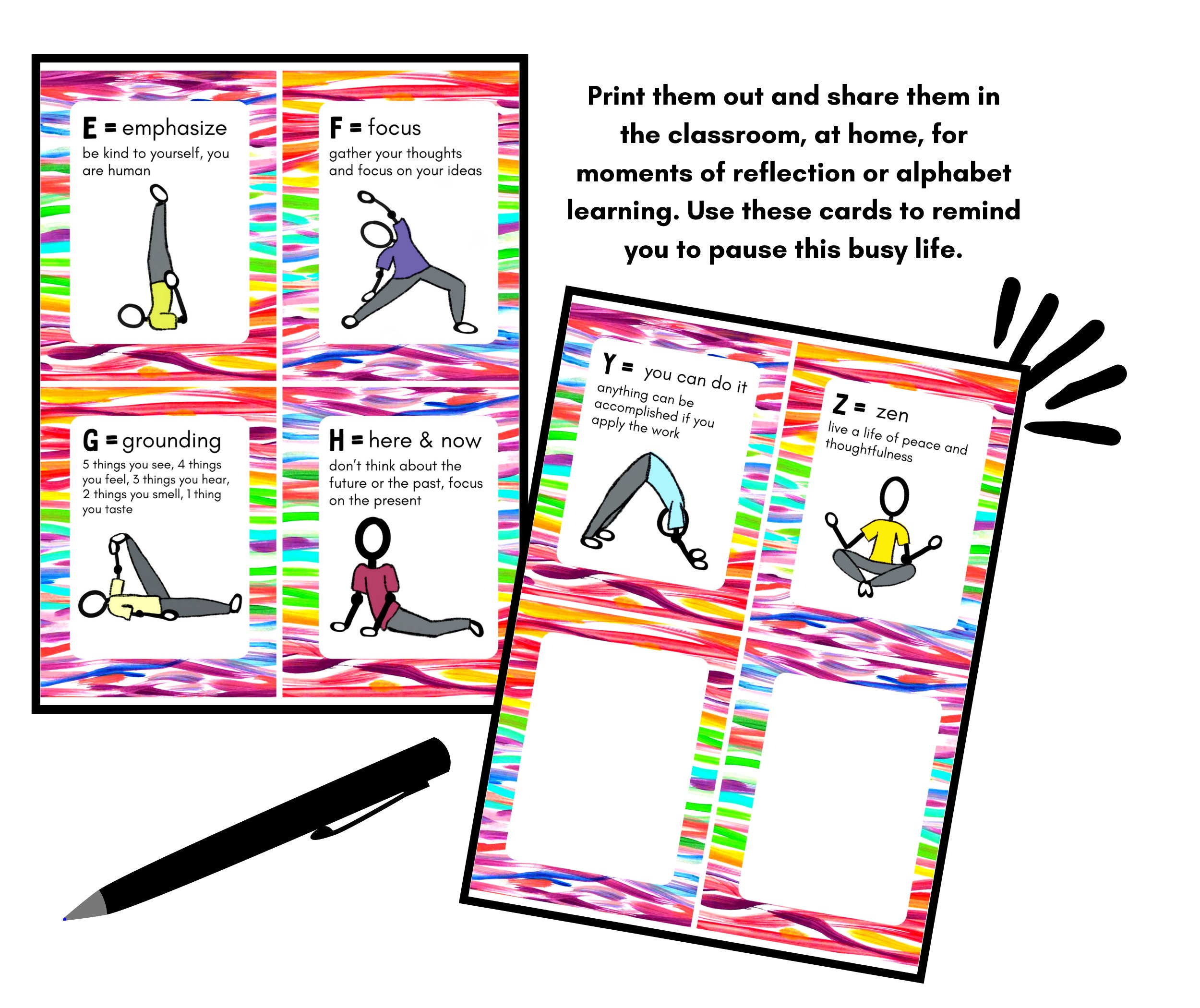 Printable A to Z Mindfulness Cards Anxiety Relief Cards Mindfulness ...