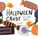 Halloween Candy Clip Art, Hand Drawn Halloween Candy, Commercial Use ...