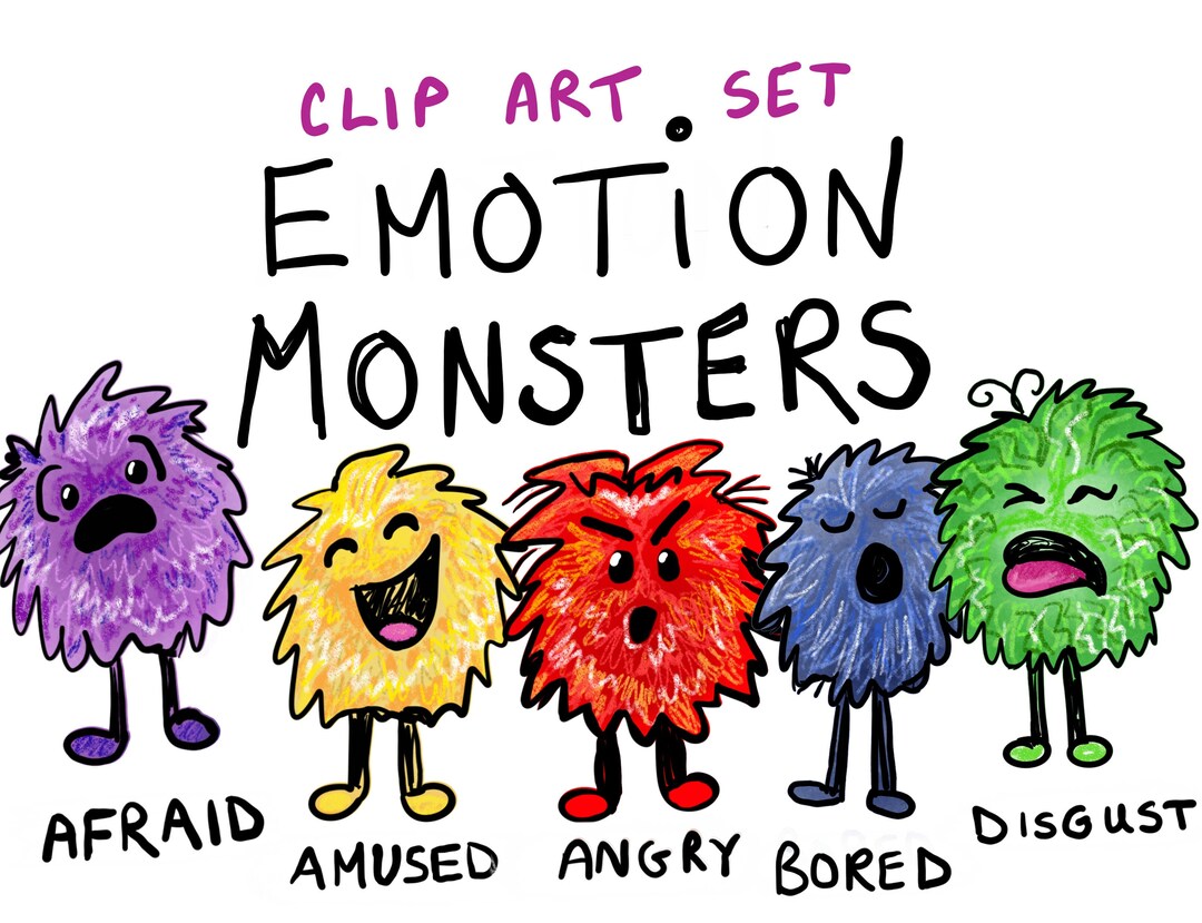 Buy Emotion Monsters Clip Art Set Hand Drawn Teaching Emotions Feelings ...