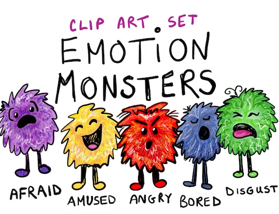 Emotion Monsters Clip Art Set Hand Drawn Teaching Emotions | Etsy UK