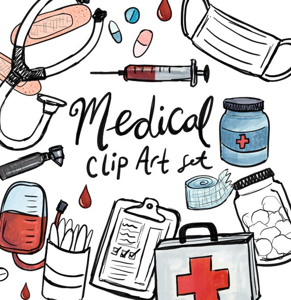 Medical Clip Art Bundle Line Work Medical Clip Art Colored - Etsy