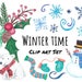 Winter Time Clip Art Hand Drawn Clip Art Snowflakes Snowman | Etsy