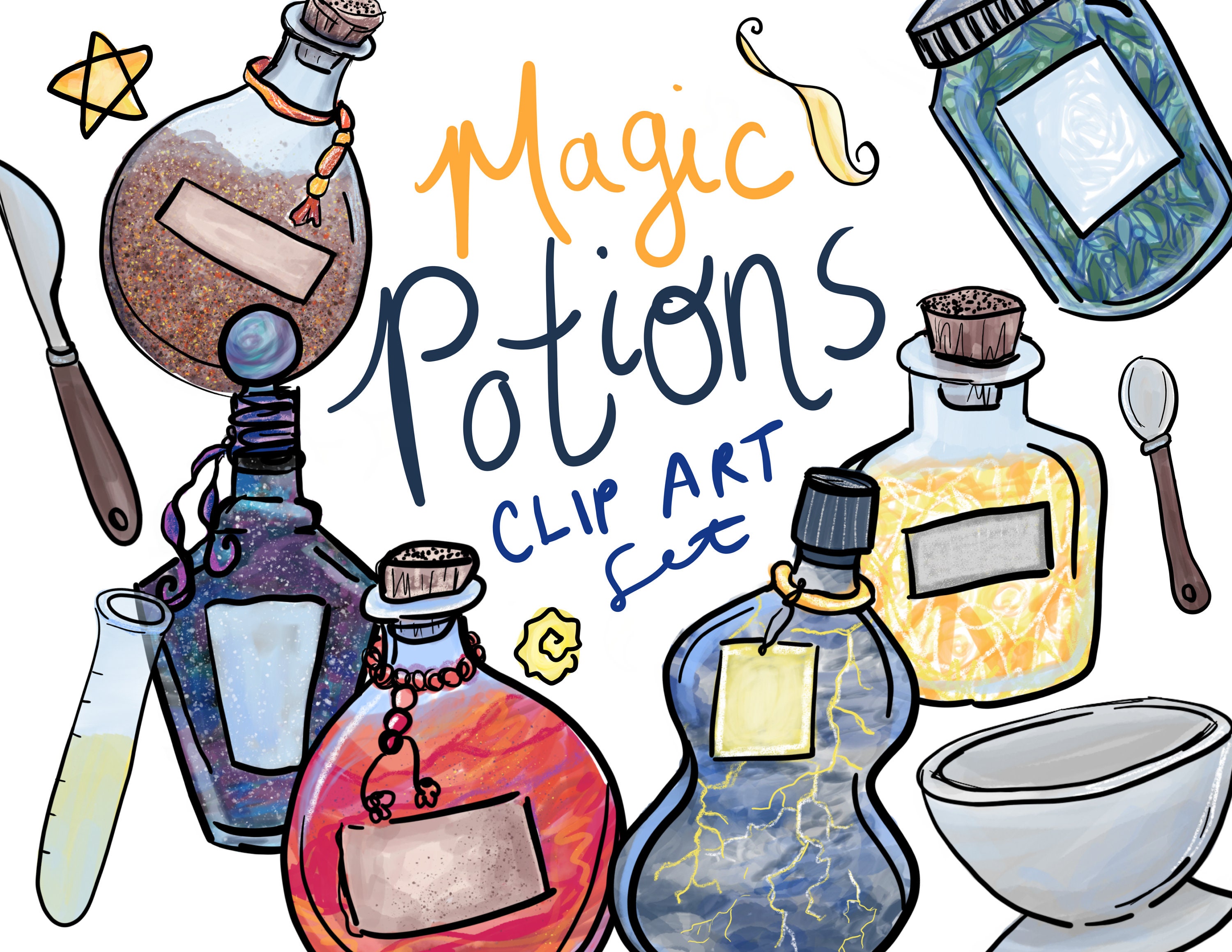 Magic Potions Clip Art Commercial Use Potion Art Pretend Play Halloween ...