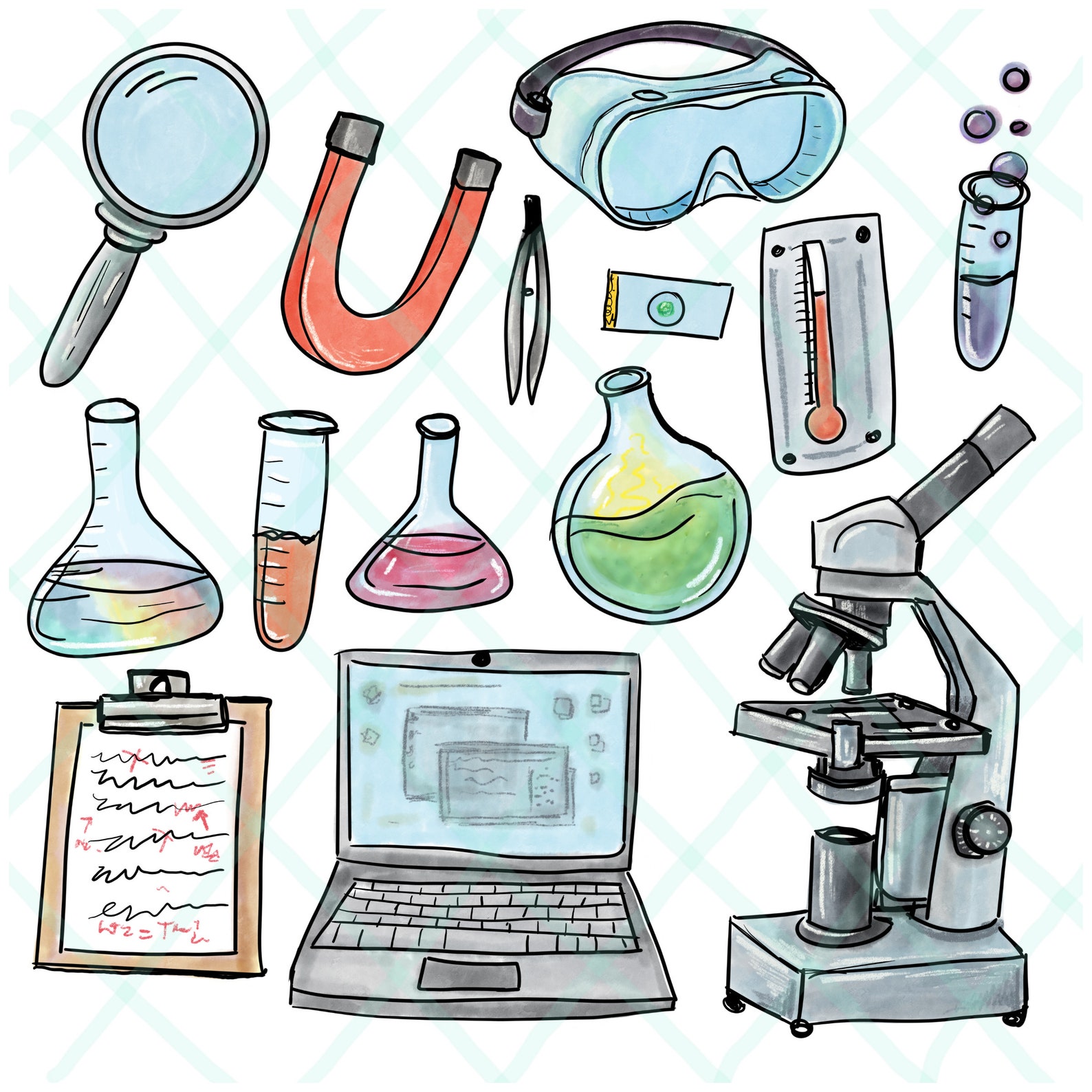 Hand Drawn Science Lab Clip Art Commercial Use Science Clip Art ...