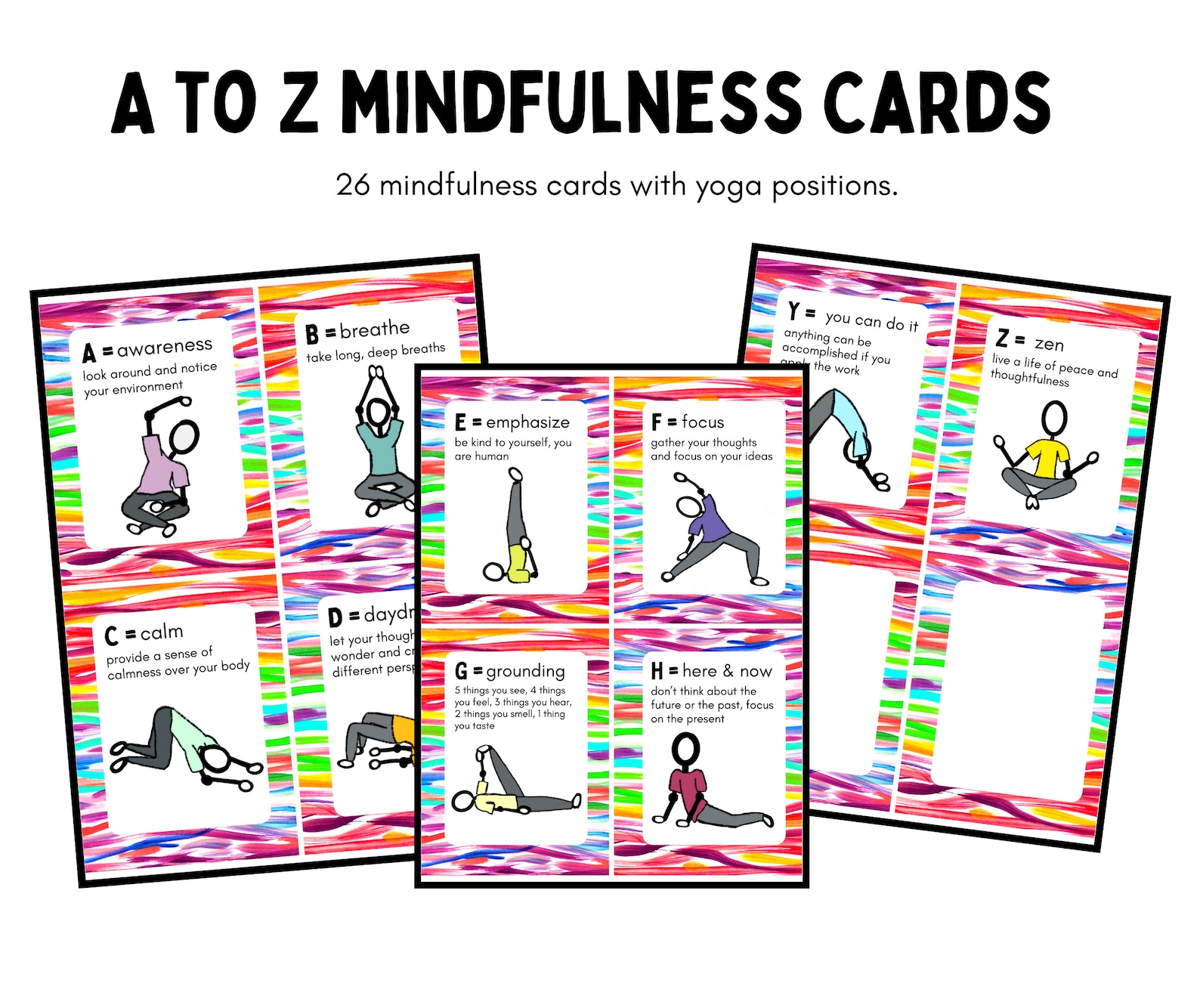 Printable A to Z Mindfulness Cards Anxiety Relief Cards Mindfulness ...