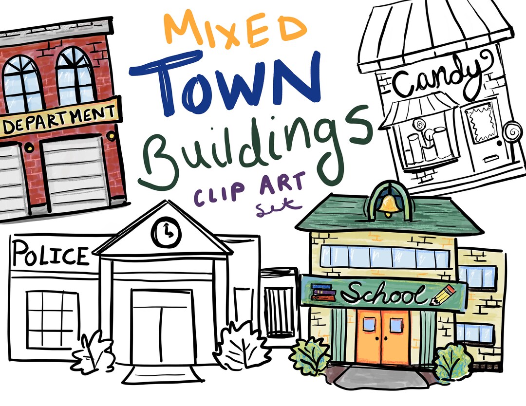 Town Buildings Clip Art Commercial Use City Clip Art Educational Clip ...