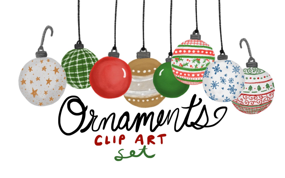 Hand Drawn Christmas Ornaments Clip Art, Hand Drawn Clip Art, Ornament ...
