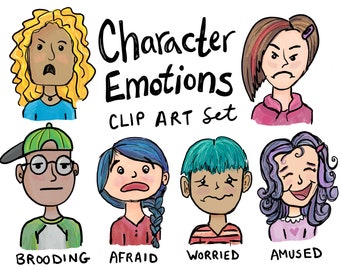 Watercolor Emotions Clipart Feelings Clip Art Boy Faces - Etsy