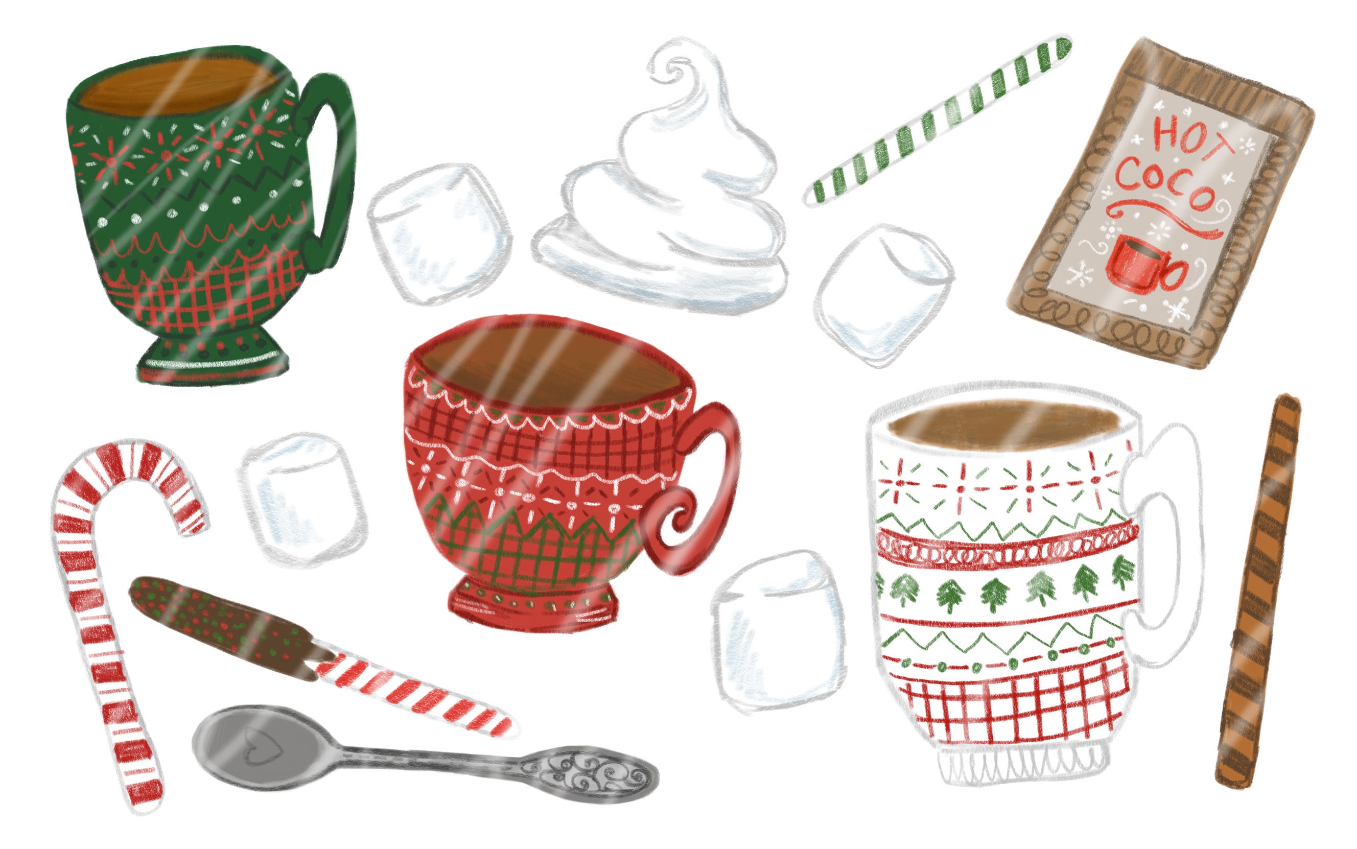 Hot Chocolate Clipart Set Hot Chocolate Graphics Commercial - Etsy