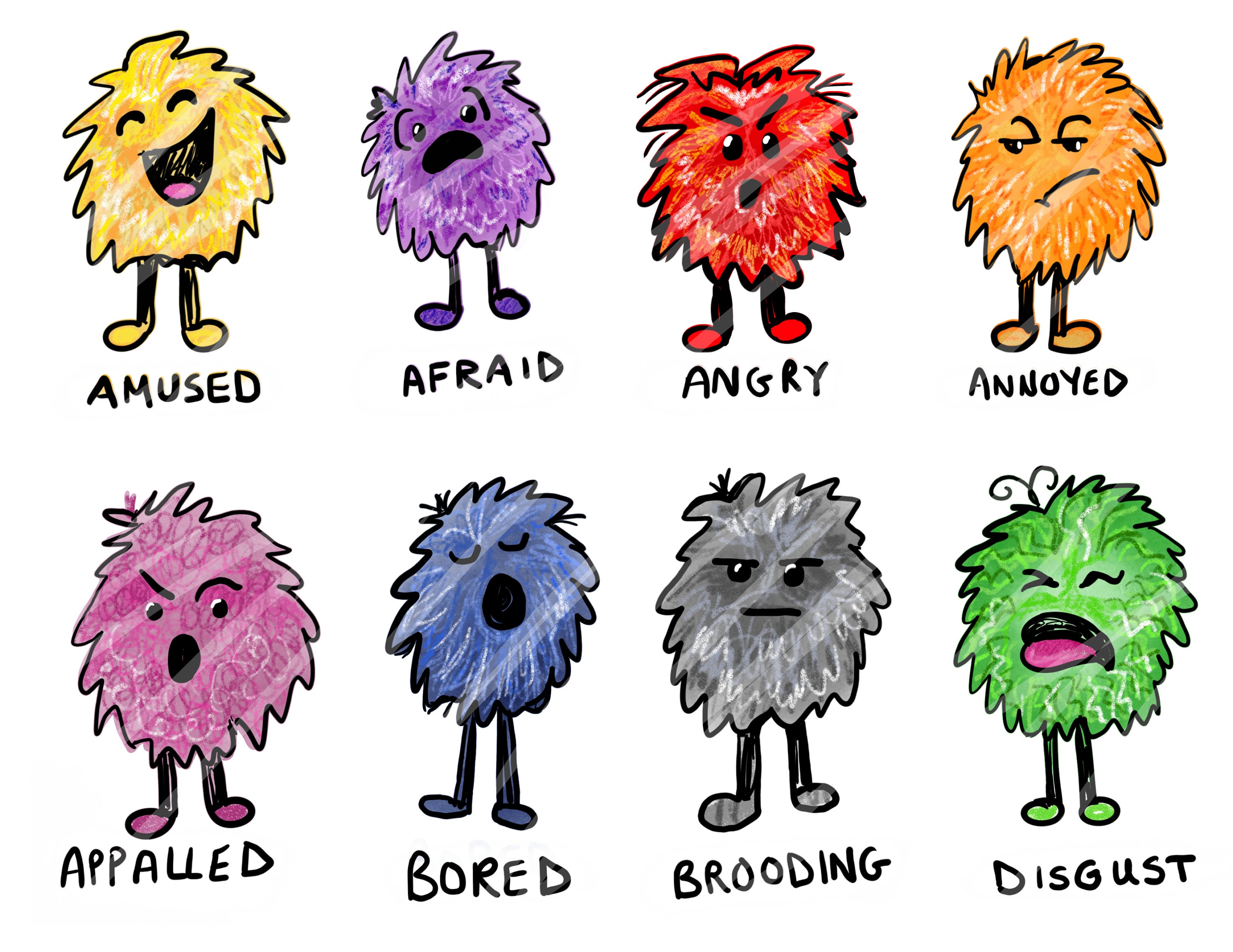 Emotion Monsters Clip Art Hand Drawn Educational Clip Art Commercial ...
