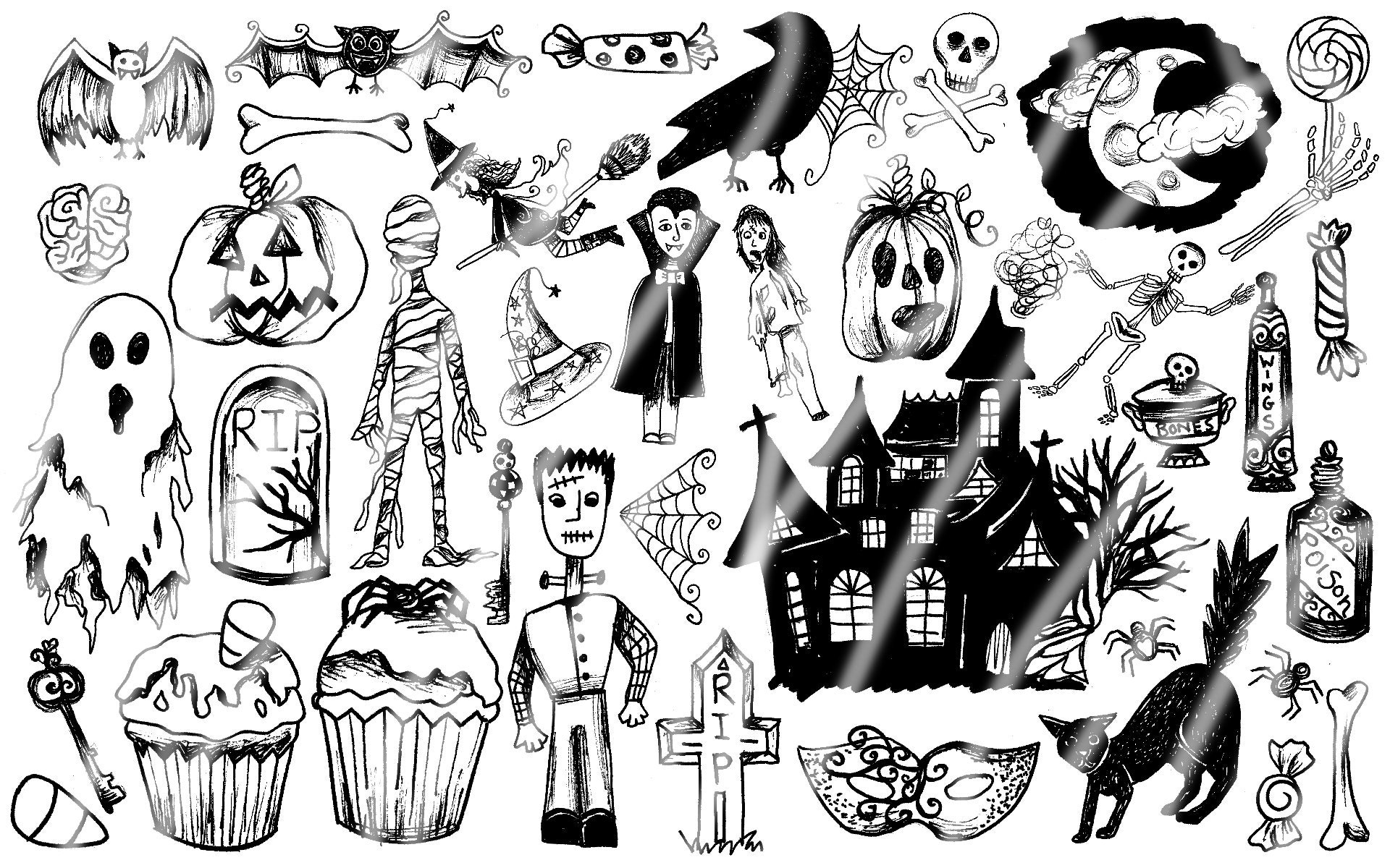 Doodle Halloween Commercial Clip Art, Doodle Clip Art, Hand Drawn ...