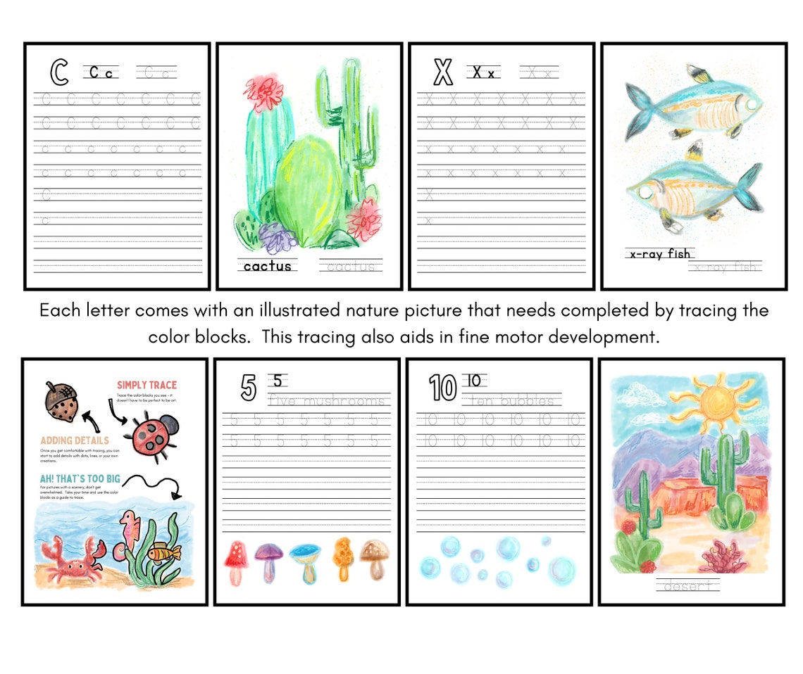 Printable Nature Tracing Activity Pages Nature Reverse - Etsy