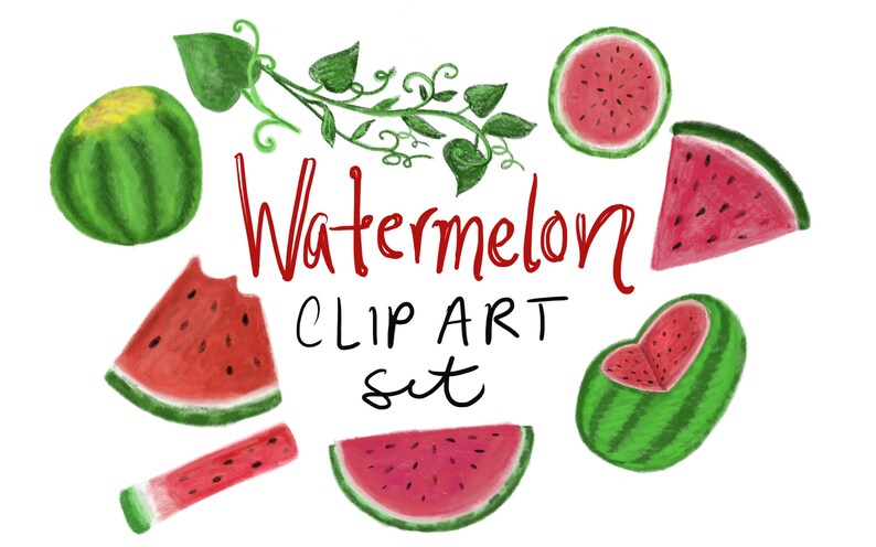 Commercial Use Watermelon Clip Art Hand Drawn Watermelon Clip - Etsy