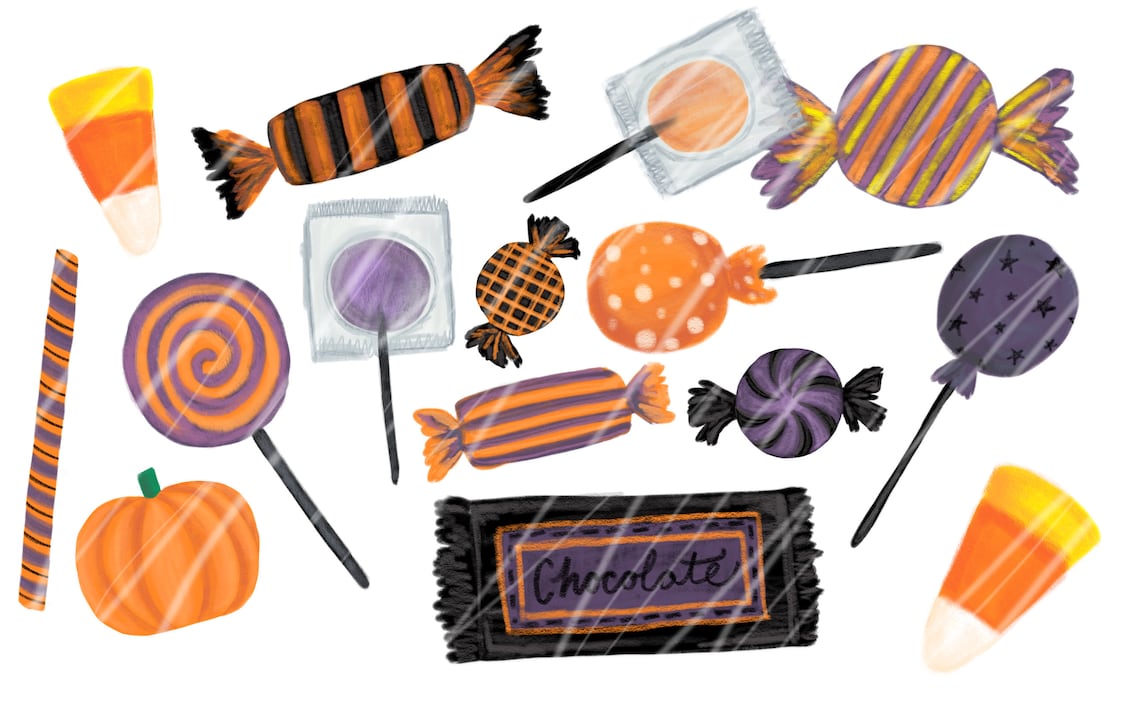 Halloween Candy Clip Art, Hand Drawn Halloween Candy, Commercial Use ...