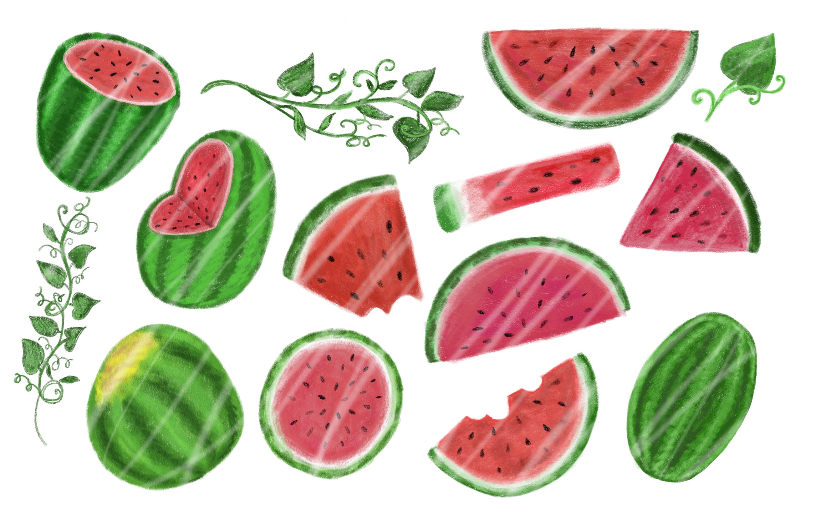Commercial Use Watermelon Clip Art Hand Drawn Watermelon Clip - Etsy