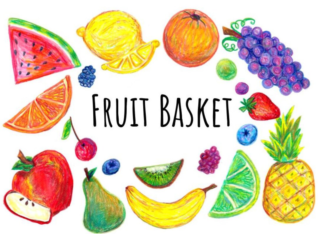 Hand Drawn Fruit Clip Art Hand Drawn Clipart With Color - Etsy