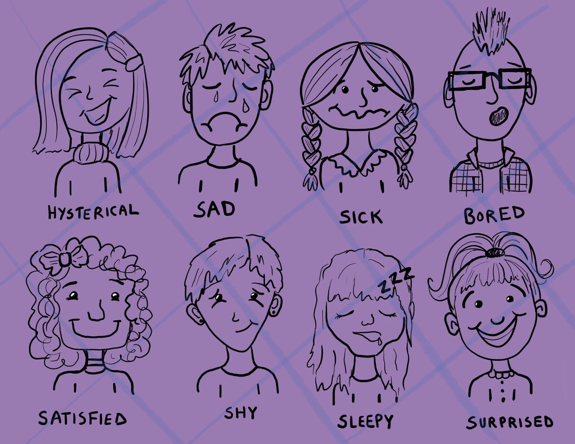 Character Emotions Clip Art Set Character Emotions - Etsy