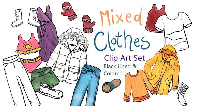 Clothes Clip Art Set Commercial Use Clip Art Set Clothes - Etsy