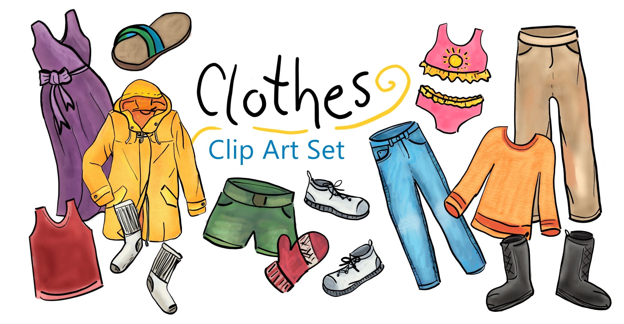 Clothes Clip Art Set Commercial Use Clip Art Set Clothes Etsy