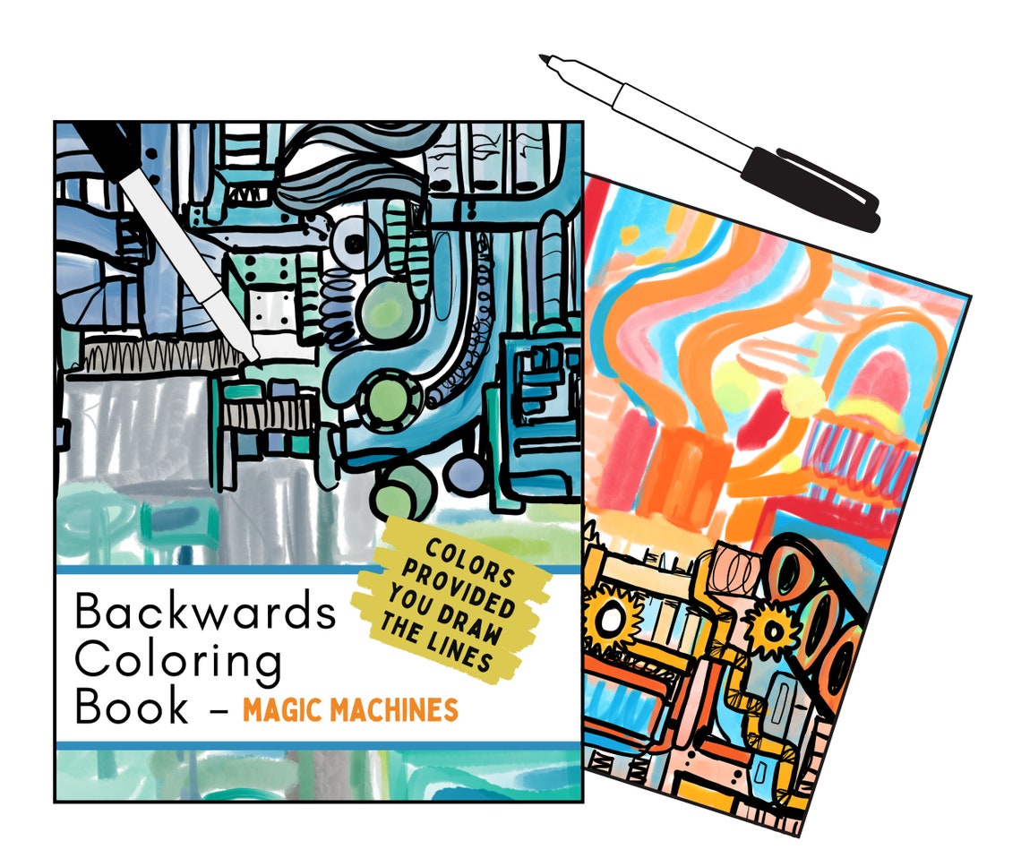 Printable Backwards Coloring Book Magic Machines Printable - Etsy