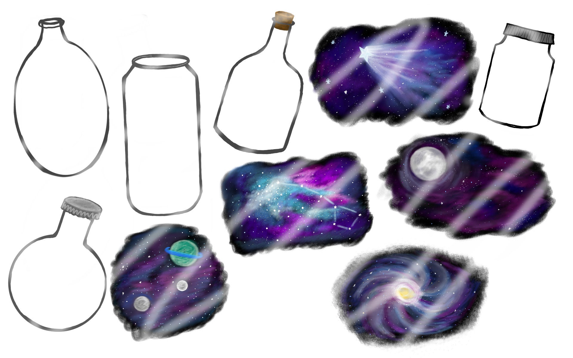 Hand Drawn Galaxy Clipart Galaxy Clipart Galaxy Graphics - Etsy