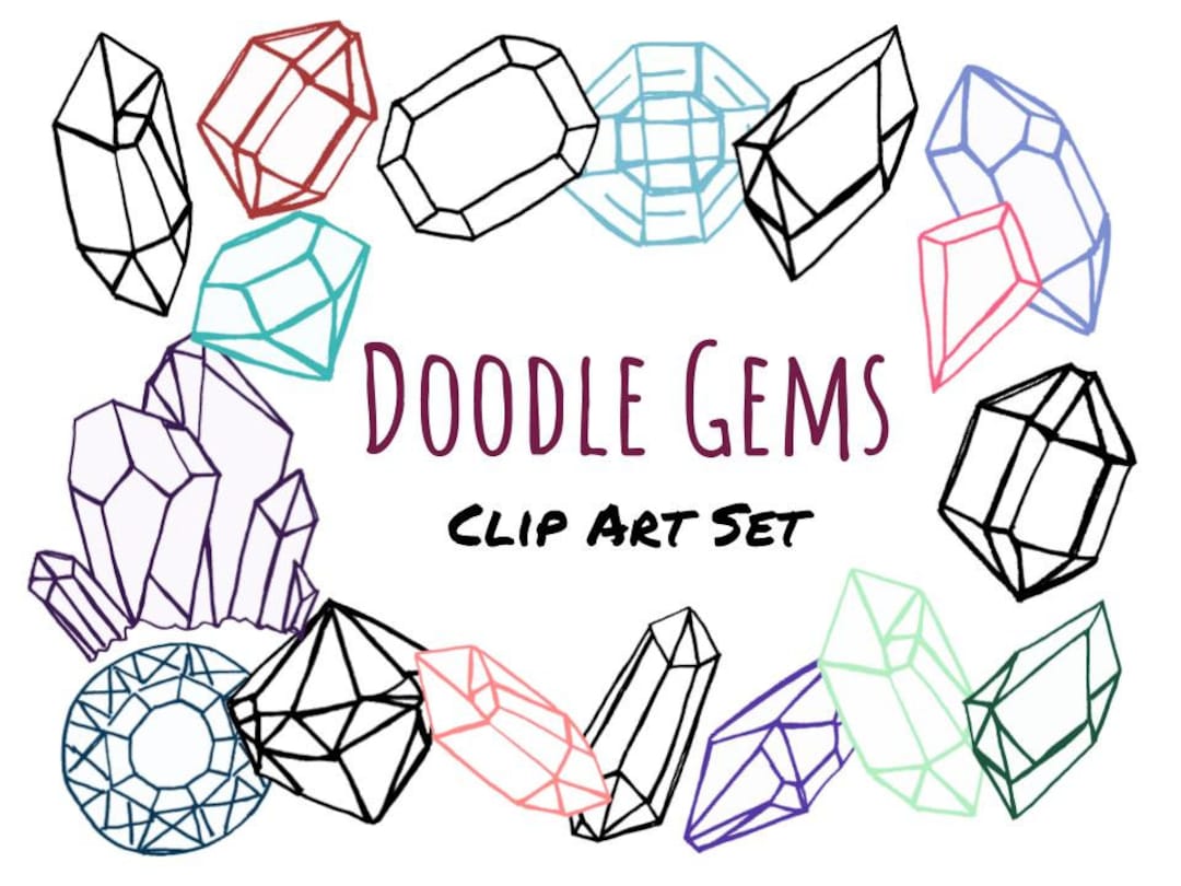 Doodle Gem Clip Art, hand drawn clip art, doodle clip art, hand drawn ...