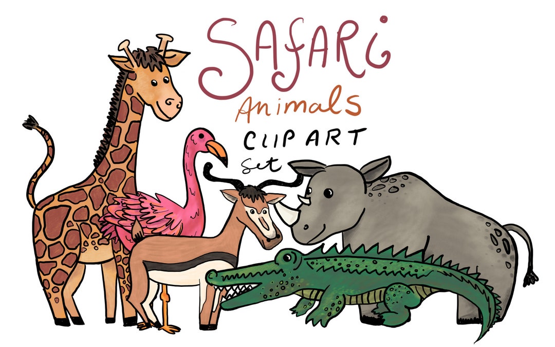 Safari Animals Clip Art Hand Drawn Animal Clip Art Hand - Etsy