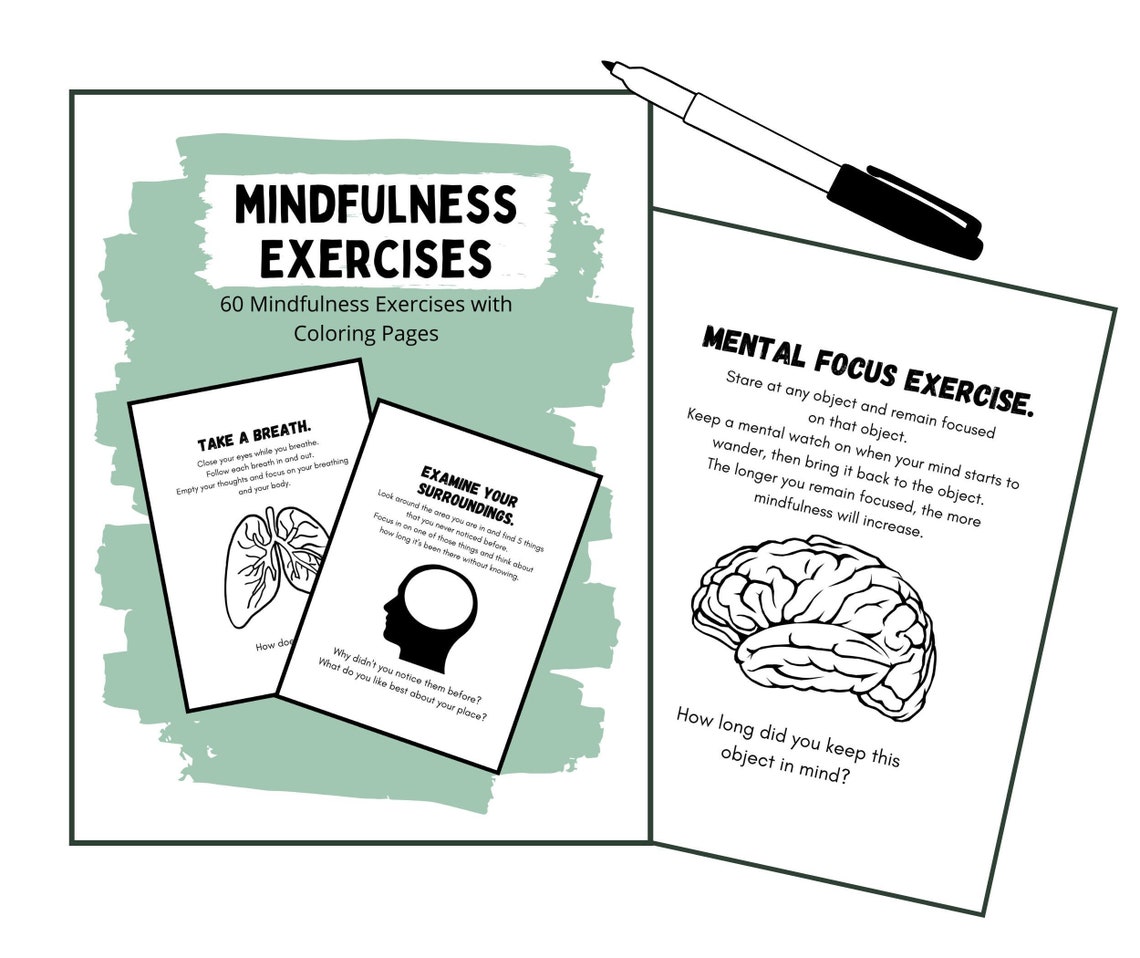 Printable Mindfulness Exercise Mindfulness Coloring Pages - Etsy