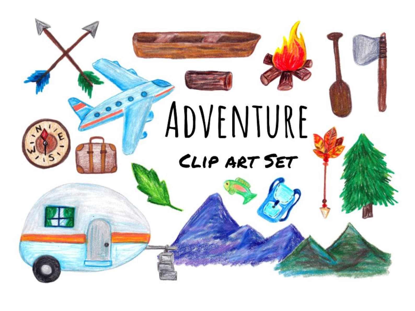 Adventure Clip Art Doodle Adventure Clip Art Hand Drawn - Etsy