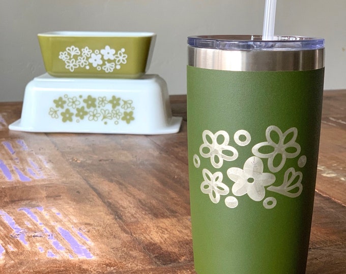 Pyrex Spring Blossom Inspired 20 OZ Insulated Tumbler With Lid - Etsy