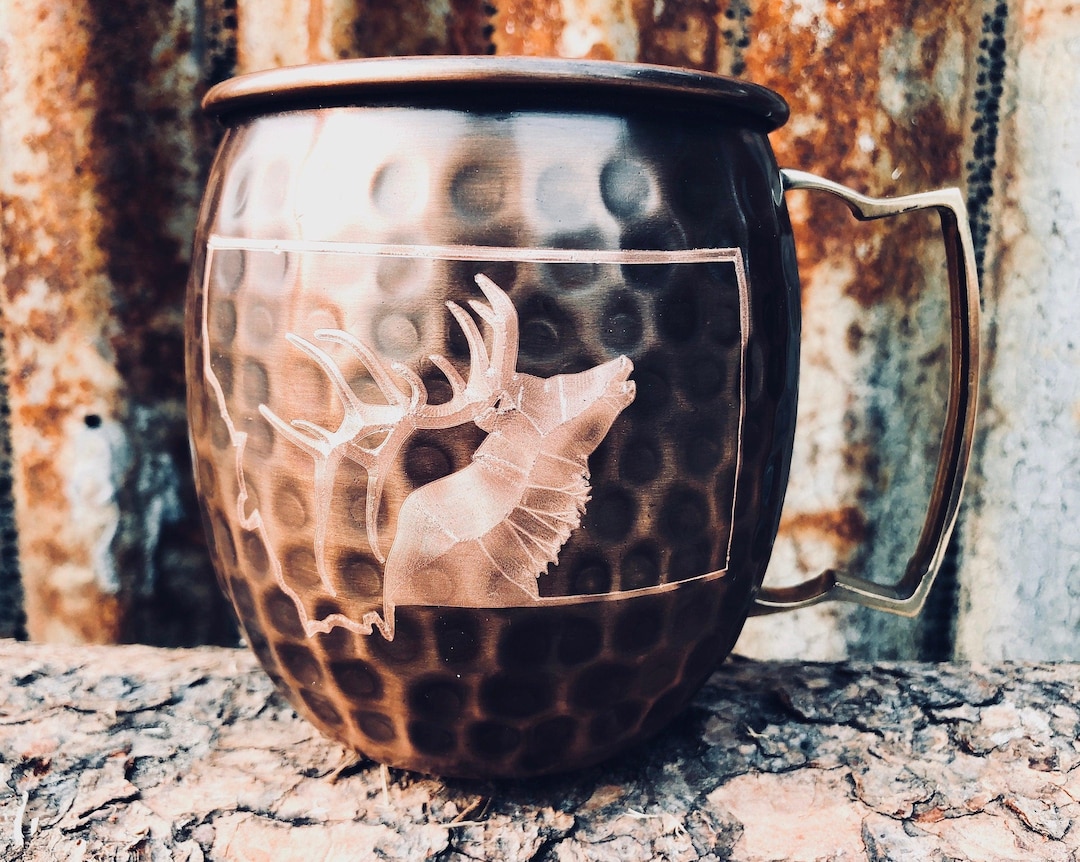 Engraved Elk Inside Montana State - Copper Moscow Mule Mug - Etsy